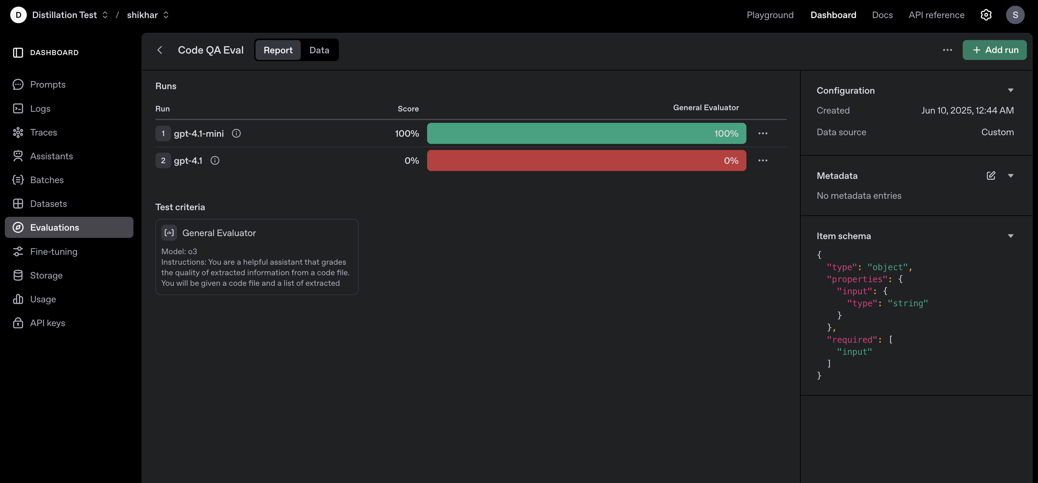 Evals API Use-case - Structured Outputs Evaluation