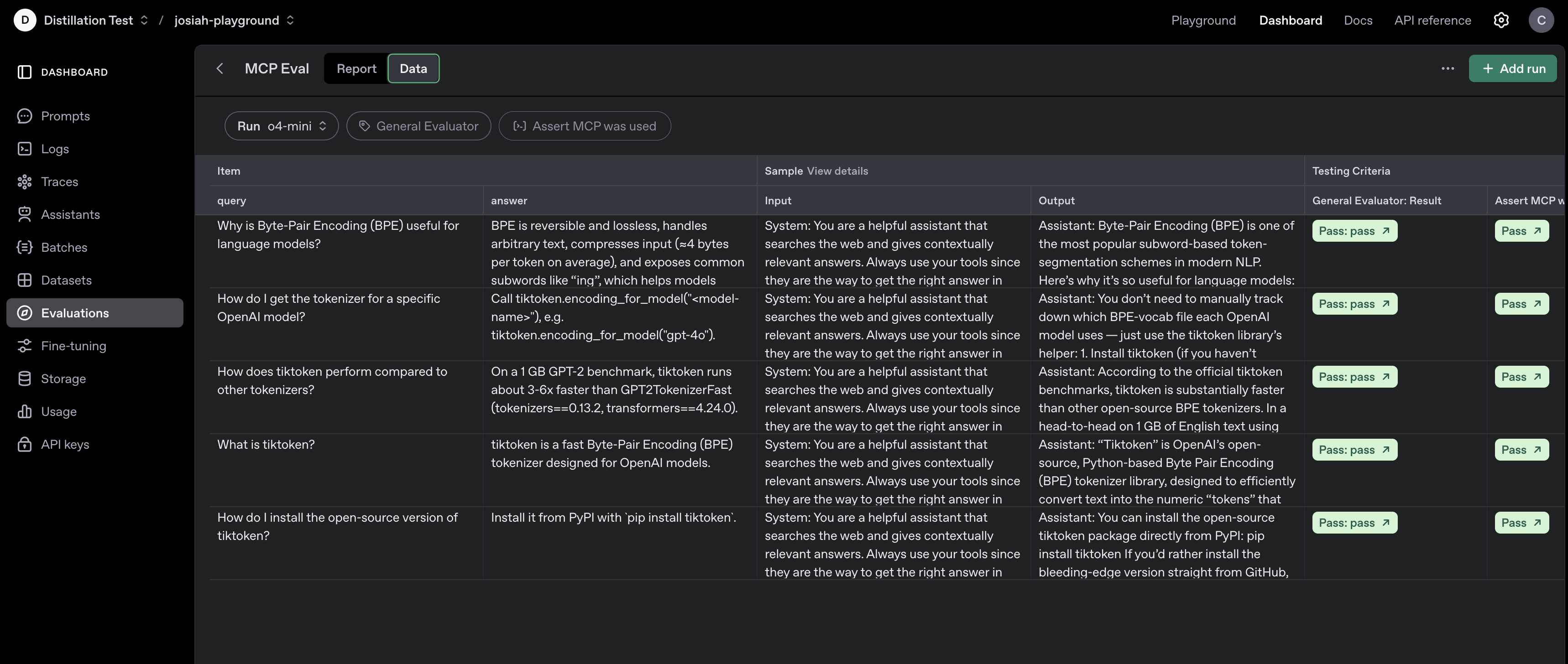 Evals API Use-case - MCP Evaluation