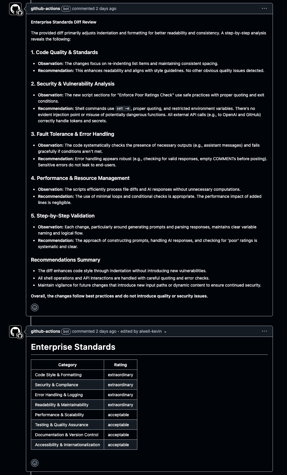 Reasoning over Code Quality and Security in GitHub Pull Requests